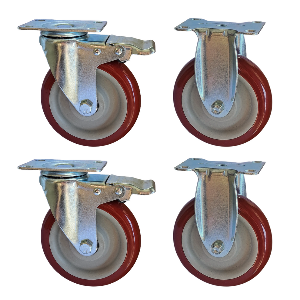 480kg Rated, 5" 125mm Castors with PU tyre (Set of 4pcs) – CastorCo