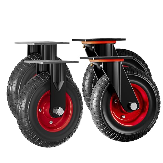 920kg Rated, 8" 206mm Castors with Solid Rubber Wheels (Set of 4pcs ...