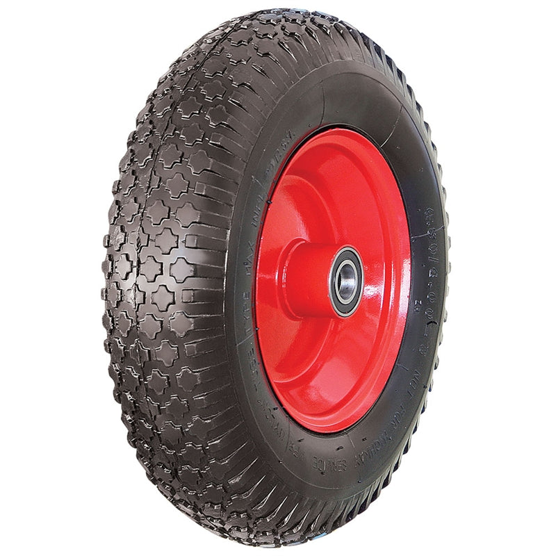16" Pneumatc Wheelbarrow Wheel - Steel Rim - 480/400x8 Tyre - 25.4mm B ...