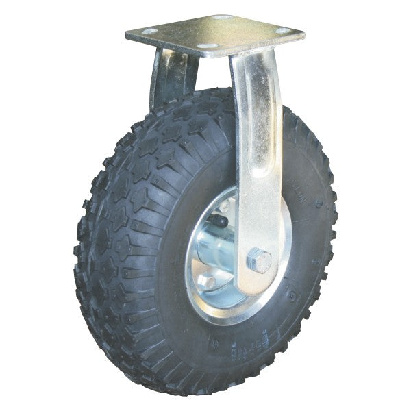 135kg Rated 265mm Pneumatic Castor - Fixed Plate (410/350x4) – CastorCo
