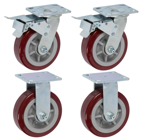 1800kg Rated 6"/150mm Heavy Duty Castors with PU wheel (Set of 4pcs ...